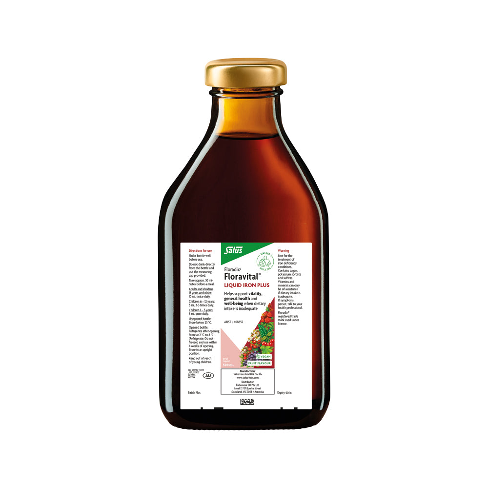 Floradix Floravital Liquid Iron Plus Oral Liquid Gluten Free 500ml ...