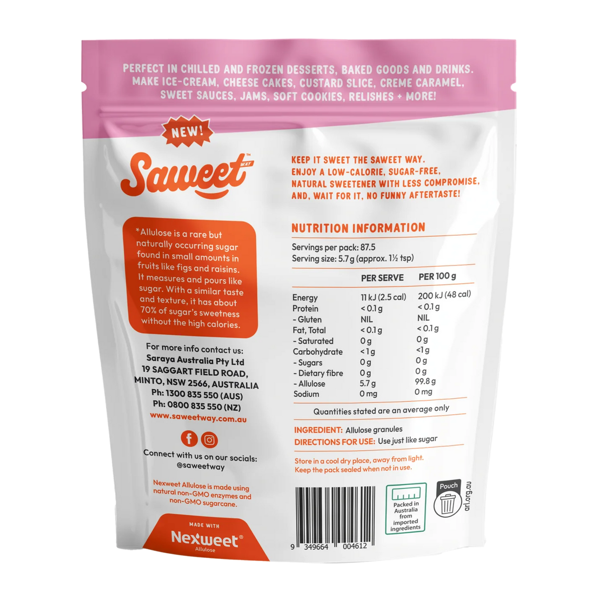 Pure Allulose Natural Sweetener Granules Saweet Way 500g – thenutbank