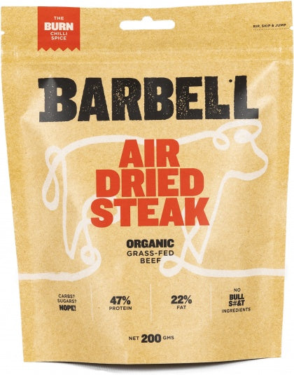 Barbell Foods Air Dried Steak Biltong Chilli Spice Organic 200g ...
